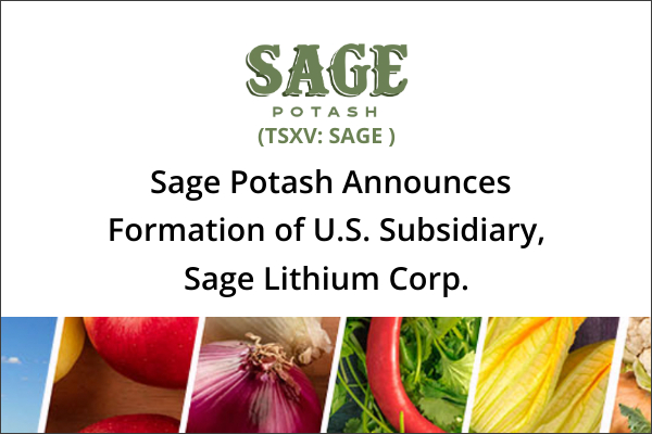 Sage Potash Announces Formation of U.S. Subsidiary, Sage Lithium Corp ...